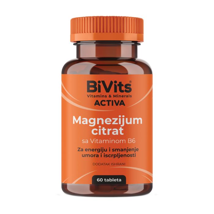 Bivits Activa Magnezijum citrat sa Vitaminom B6 tablete 60kom (Uz kupljene 2 kutije Bivits ...