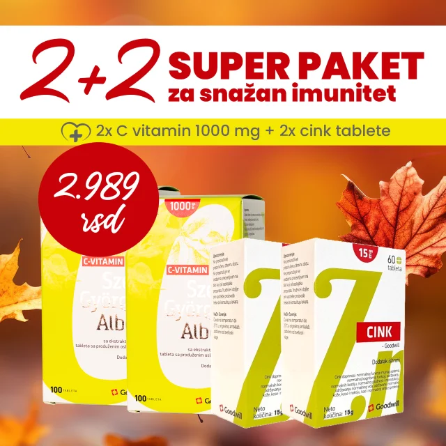 Super imuno paket (vitamin C i cink), 200 tableta vitamina C + 120 tableta cinka